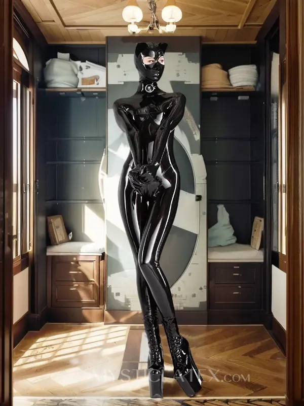 Black Classic Open Eyes Temptress Latex Catsuit | MysticLatex